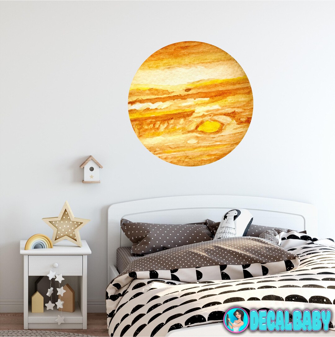 Planet Jupiter Watercolor Wall Decal Sticker Solar System Mural Outer ...
