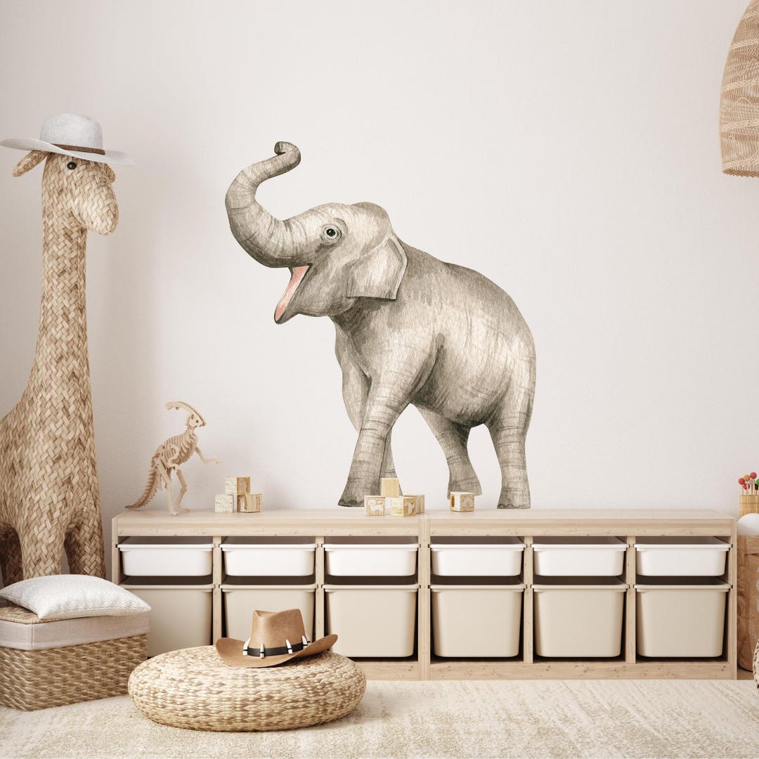 Elephant Wall Decal African Safari Animals Wall Sticker Removable ...