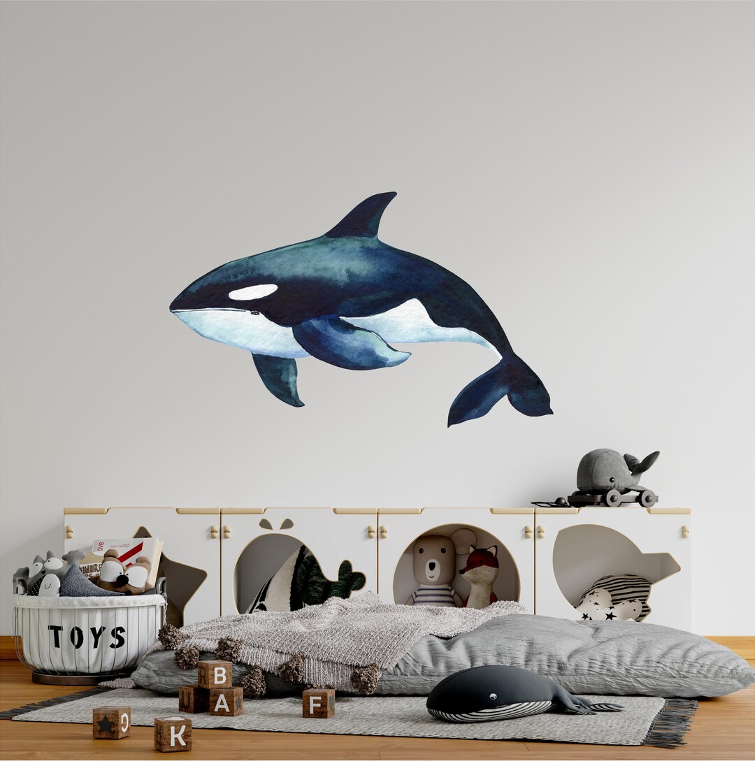 Killer Whale #5, Orca Whale, Underwater Nursery Wall Decal, Watercolor ...