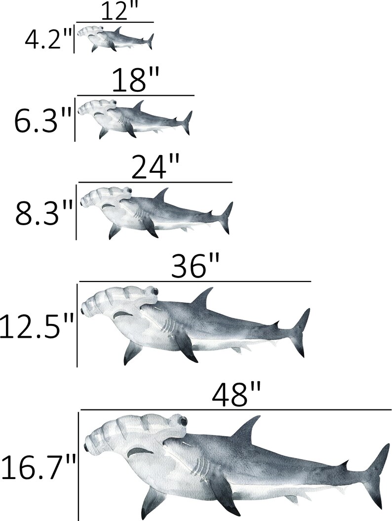 Hammerhead Shark 2 Wall Decal Ocean Sea Life Removable Fabric - Etsy