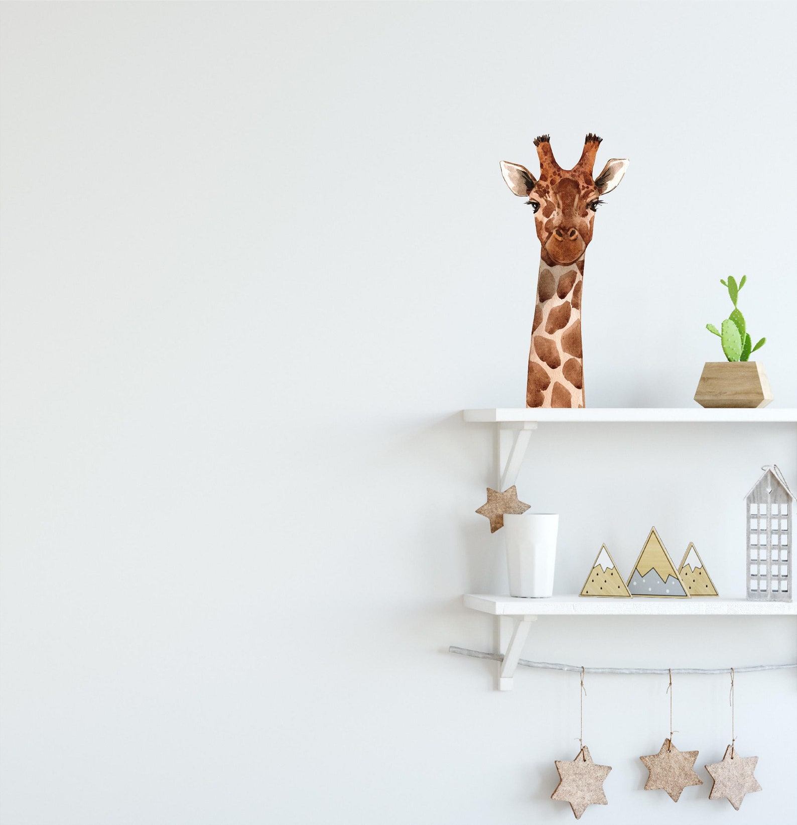 Giraffe Head Wall Decal Watercolor Safari Animal Wall Sticker - Etsy