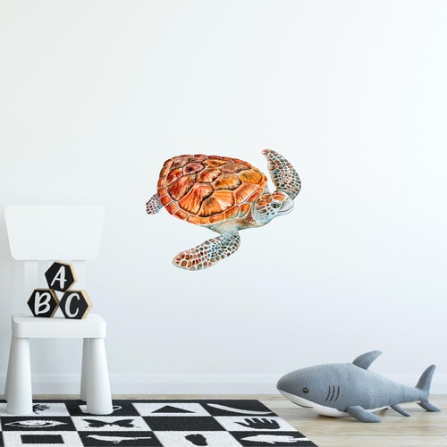 Sea Turtle 2 Wall Decal Ocean Sea Life Removable Fabric Wall - Etsy