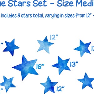 Watercolor Blue Star Wall Decal Set, Stars Wall Stickers, Cute Blue ...