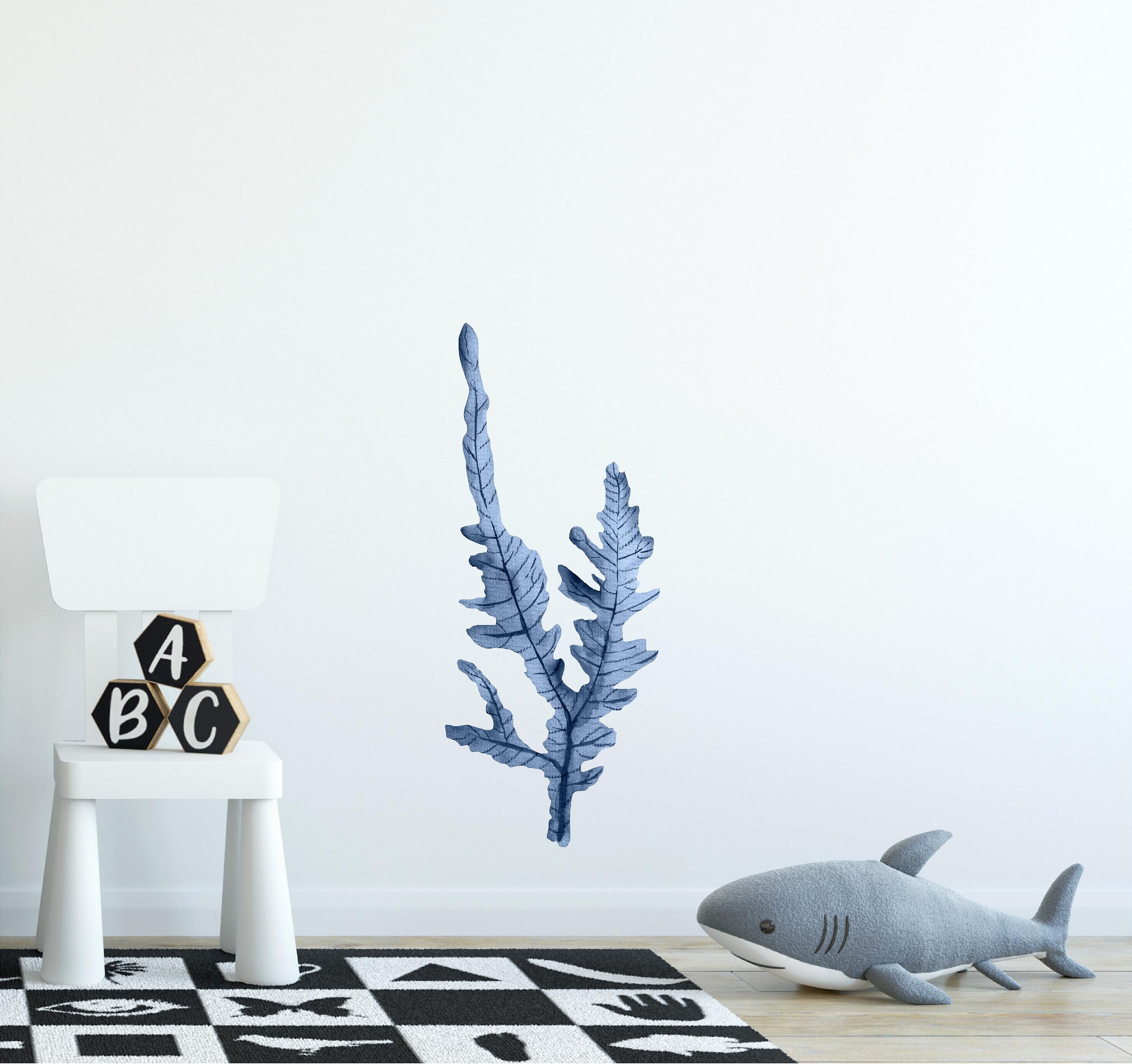 Watercolor Navy Blue Seaweed Wall Decal Ocean Sea Life - Etsy