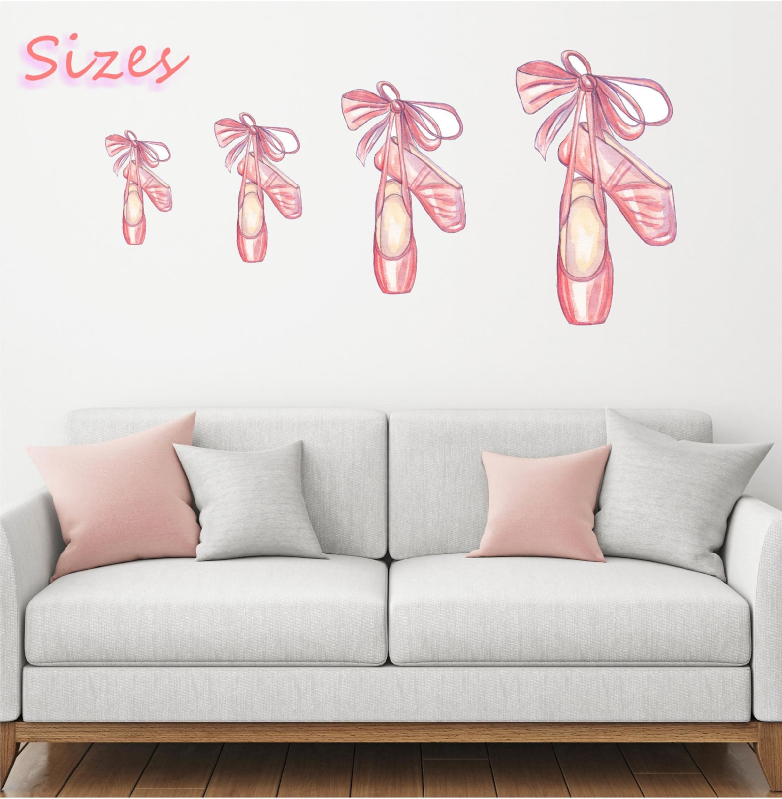 Pink Ballet Slippers Wall Decal Sticker Ballerina Dance Shoes Nursery ...