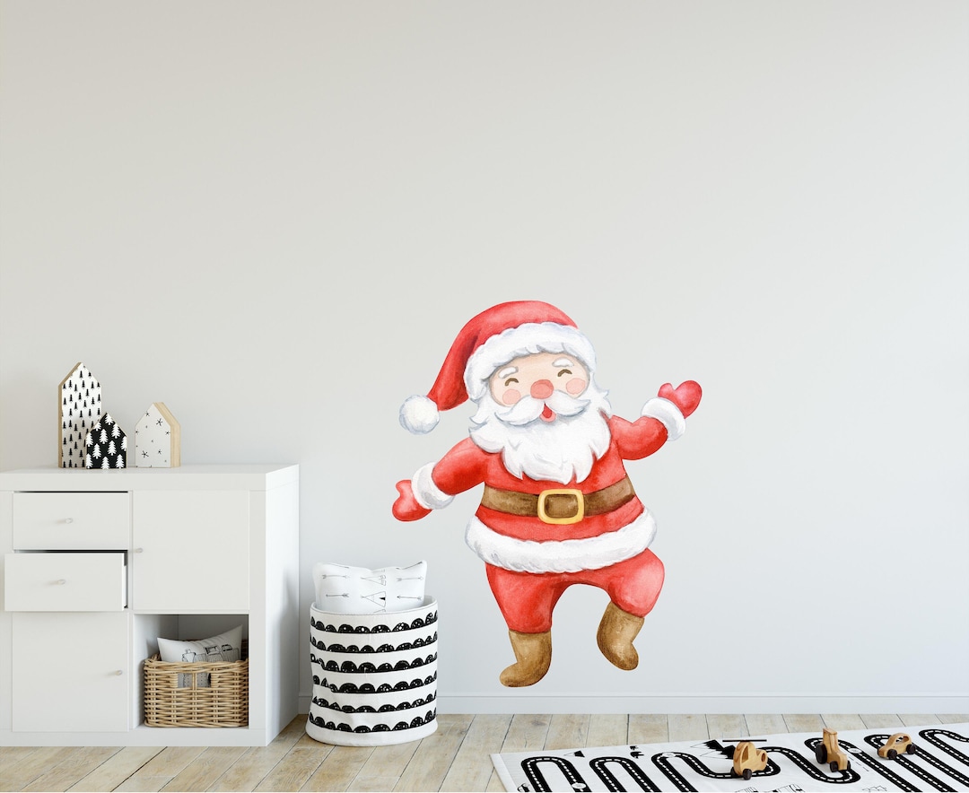 Christmas SANTA WALL DECAL Santa Claus Removable Fabric Wall Sticker - Etsy