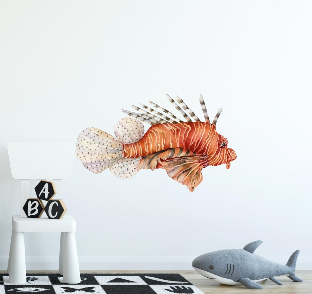 Ocean Lionfish Tropical Fish Wall Decal Sea Fishes Removable Fabric ...