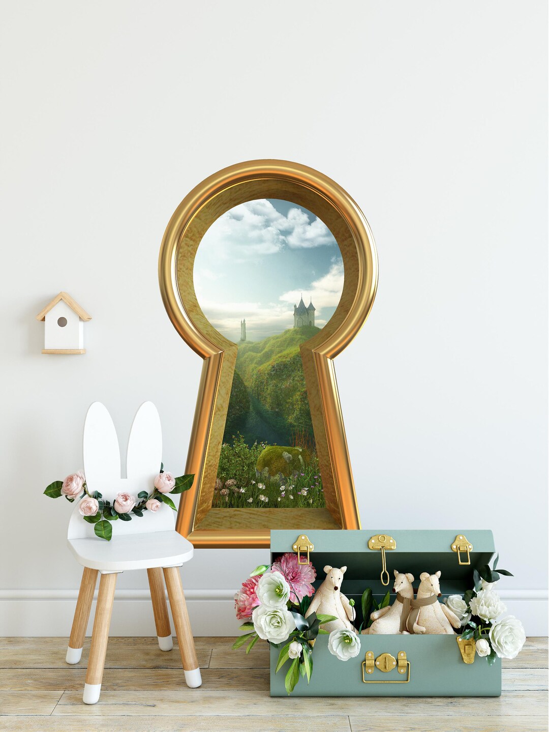 3d Keyhole Fabric Wall Decal - Castle by the Sea Cliff - 3D Keyhole ...