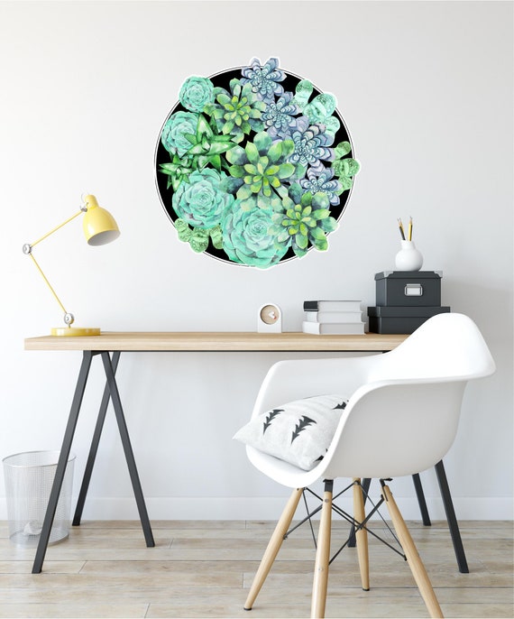 Succulent Wall Decal Sticker Watercolor Succulents Cactus Boho | Etsy