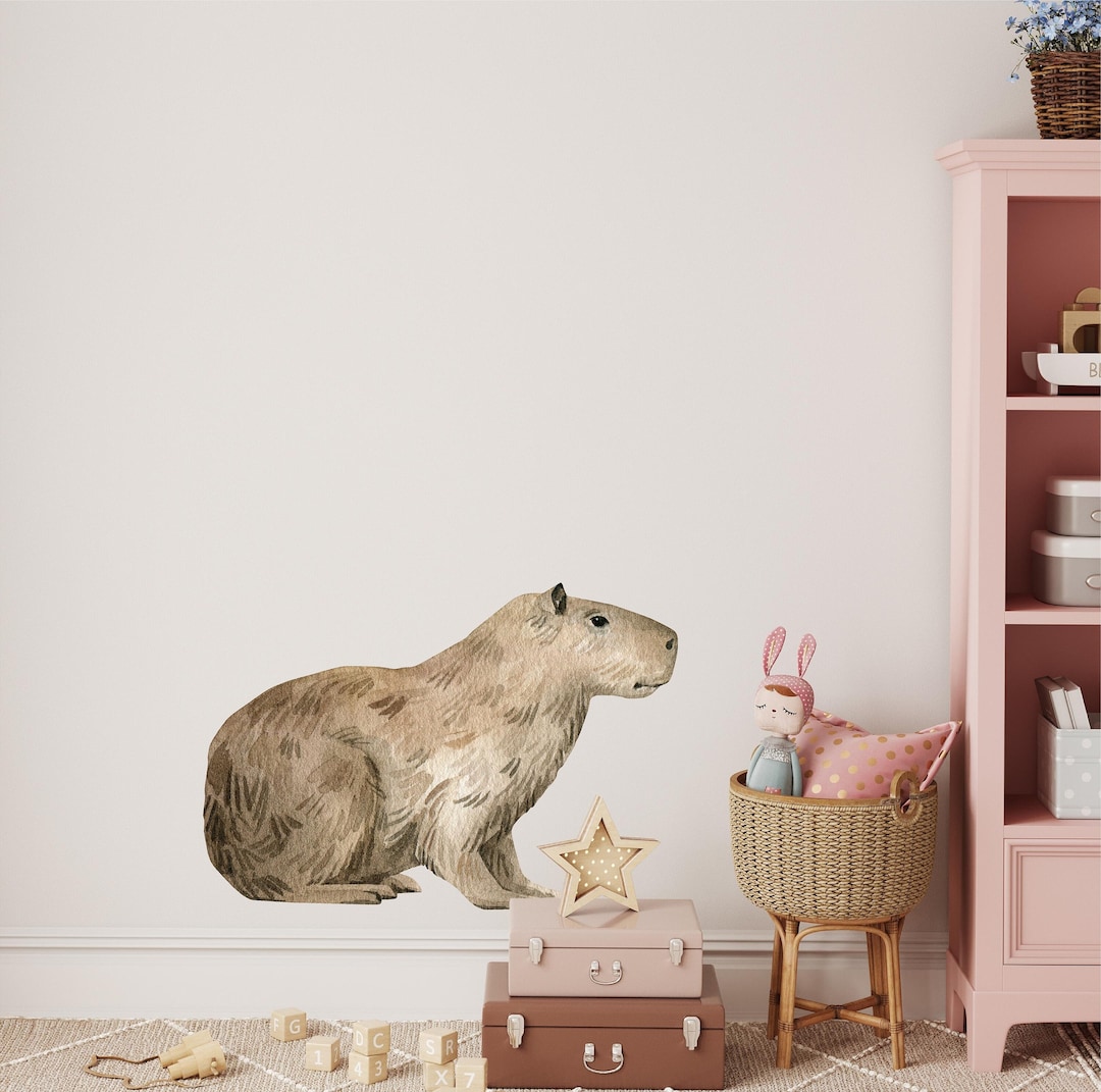 Capybara Fabric Wall Decal - Rodent Animal Wall Sticker - Jungle Animal ...