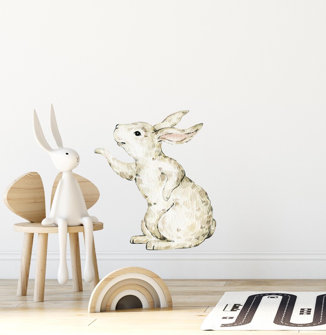 Whimsical Cream Rabbit Wall Decal Woodland Forest Animal Wildlife ...