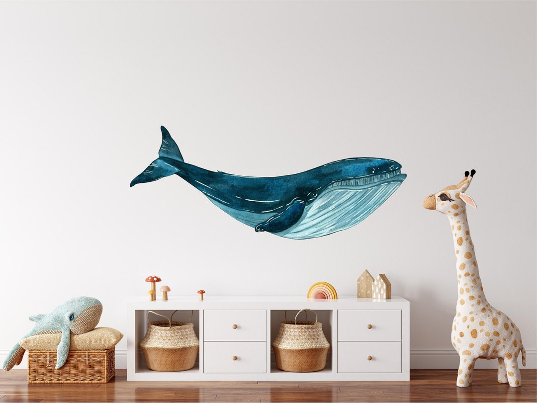 Aqua Humpback Whale #3 Wall Decal Sticker Removable | Whale Nursery ...