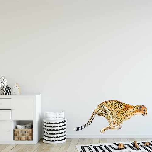 Cheetah Wall Decal Safari Animal Wall Sticker Removable Fabric - Etsy