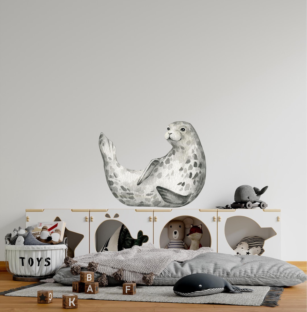Spotted Seal Fabric Wall Decal, Arctic Animal, Whimsical Seal, Sea Lion ...