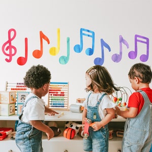 Rainbow Music Notes Wall Decal Set of 9 Watercolor Colorful Musical ...