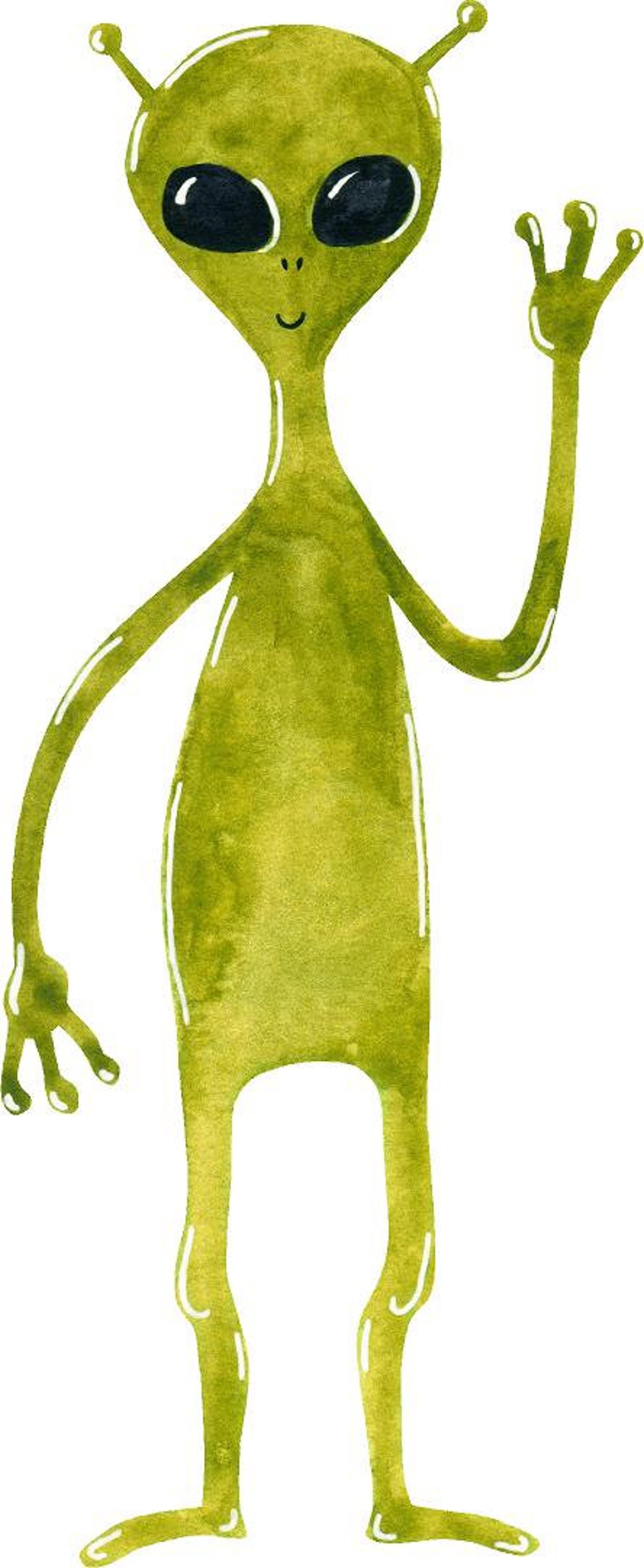 Watercolor Green Alien Wall Decal, Outer Space, UFO Wall Sticker ...