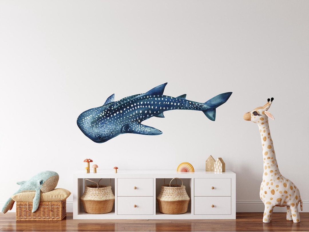 Navy Blue Whale Shark Wall Decal Ocean Sea Sharks Removable Peel and ...