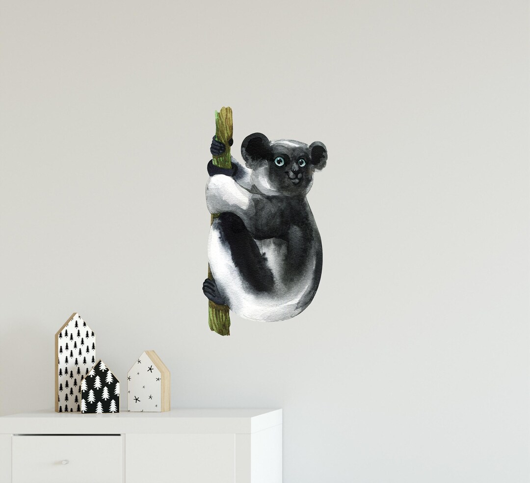Indri Lemur Wall Decal Madagascar Animal Wall Sticker Removable Fabric ...
