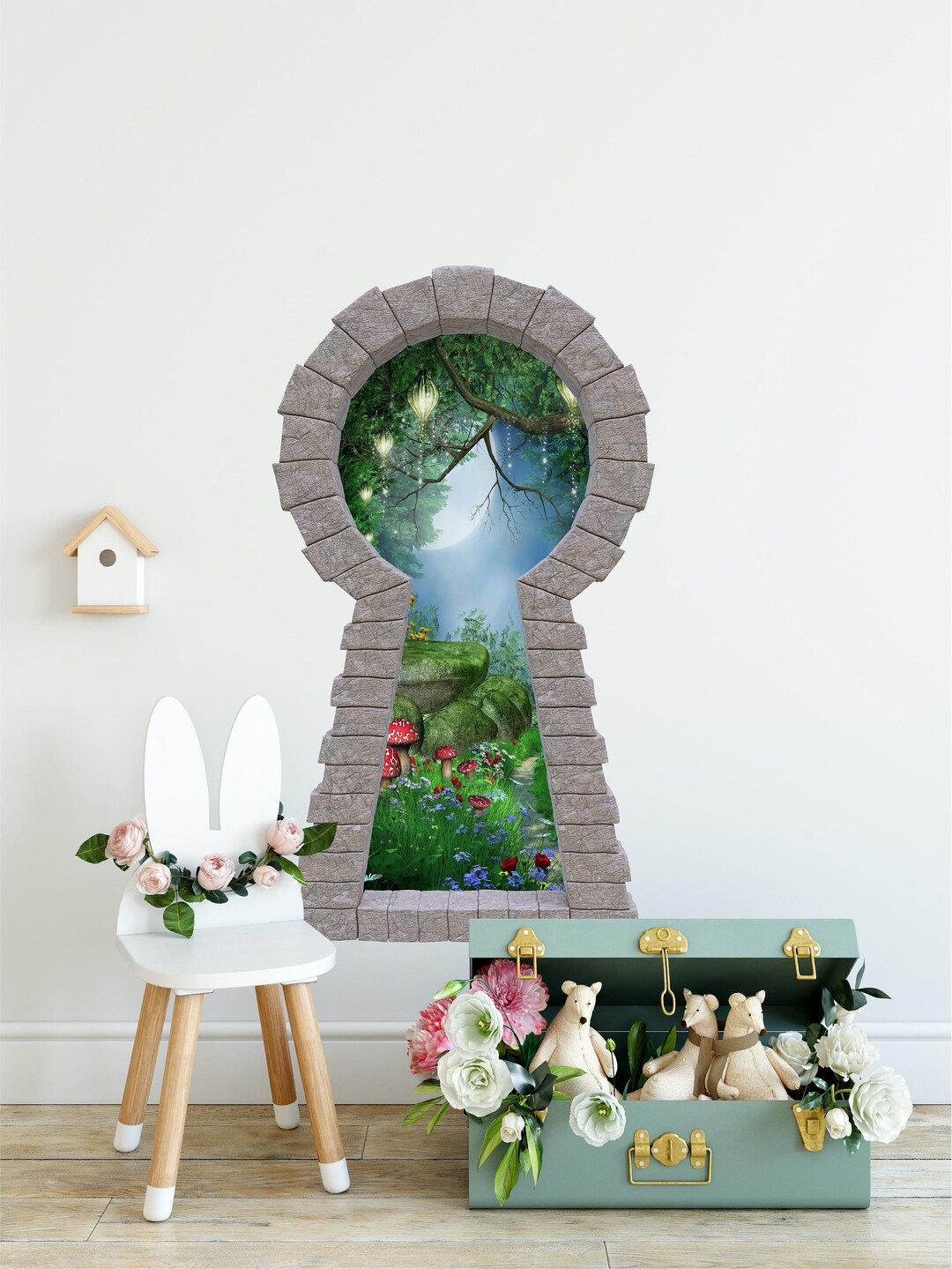 3d Stone Keyhole Fabric Wall Decal - Wonderland Party Decor - 3D Brick ...