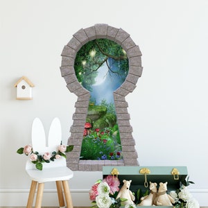 3d Stone Keyhole Fabric Wall Decal - Wonderland Party Decor - 3D Brick ...