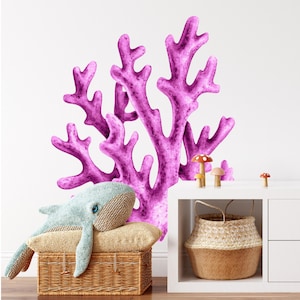 Magenta Coral Wall Decal Ocean Sea Coral Reef Removable Fabric Wall ...