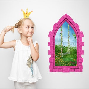 Enchanted Flower Swing Castle Window Wall Decal 3D Wall Sticker Fairy ...