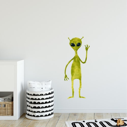 Watercolor Green Alien Wall Decal Outer Space UFO Wall Sticker - Etsy