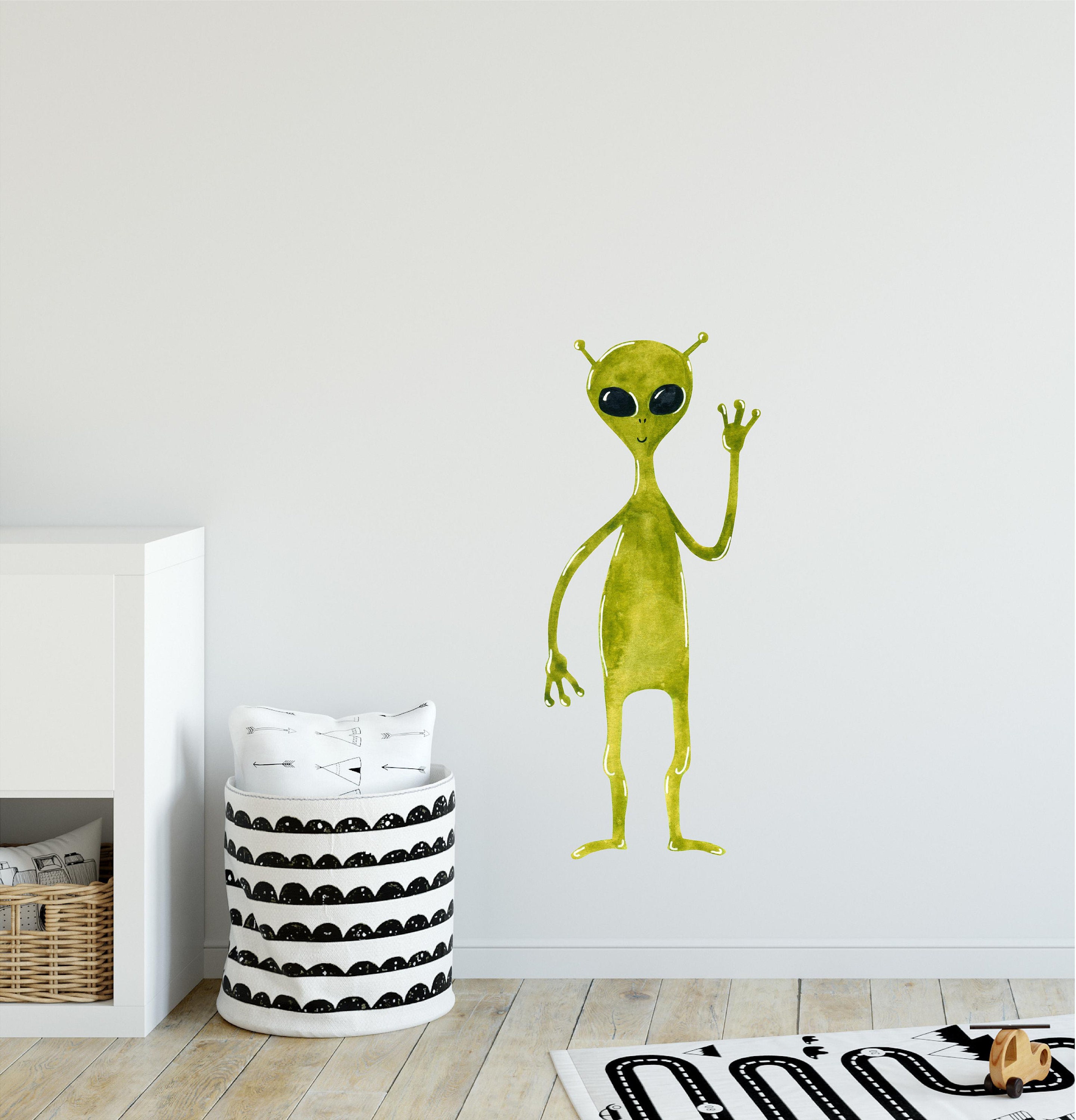 Watercolor Green Alien Wall Decal Outer Space UFO Wall Sticker - Etsy