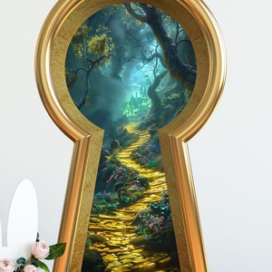 OZ 3d Keyhole Fabric Wall Decal - OZ Emerald City Castle at Night - 3D ...