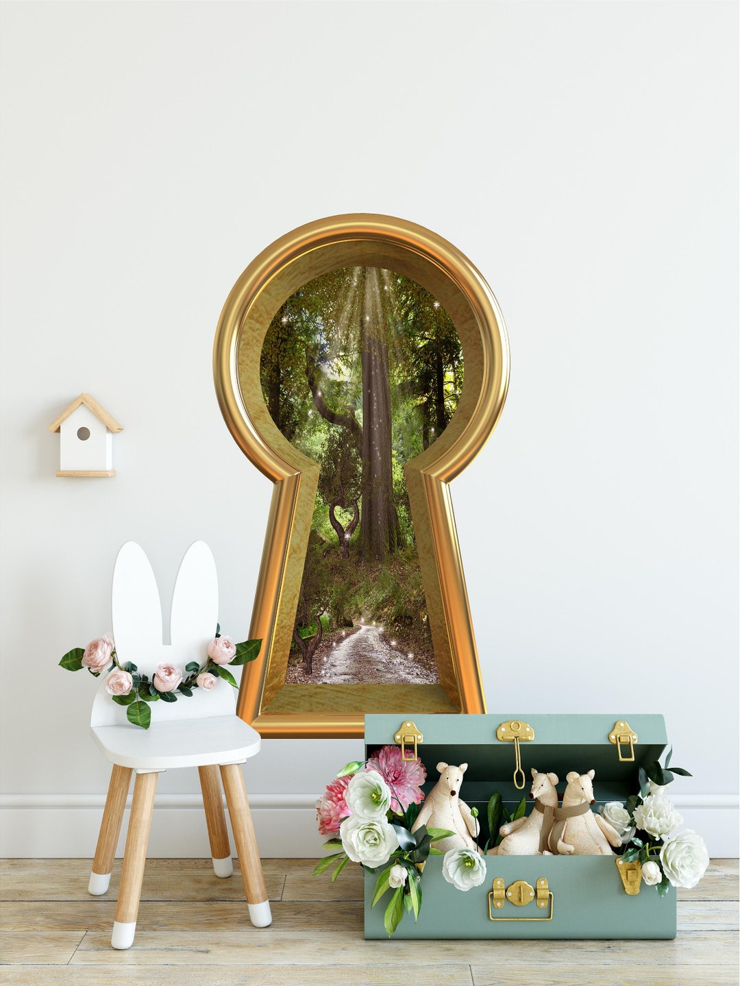 3d Keyhole Fabric Wall Decal - Dragonfly Enchanted Forest - 3D Keyhole ...
