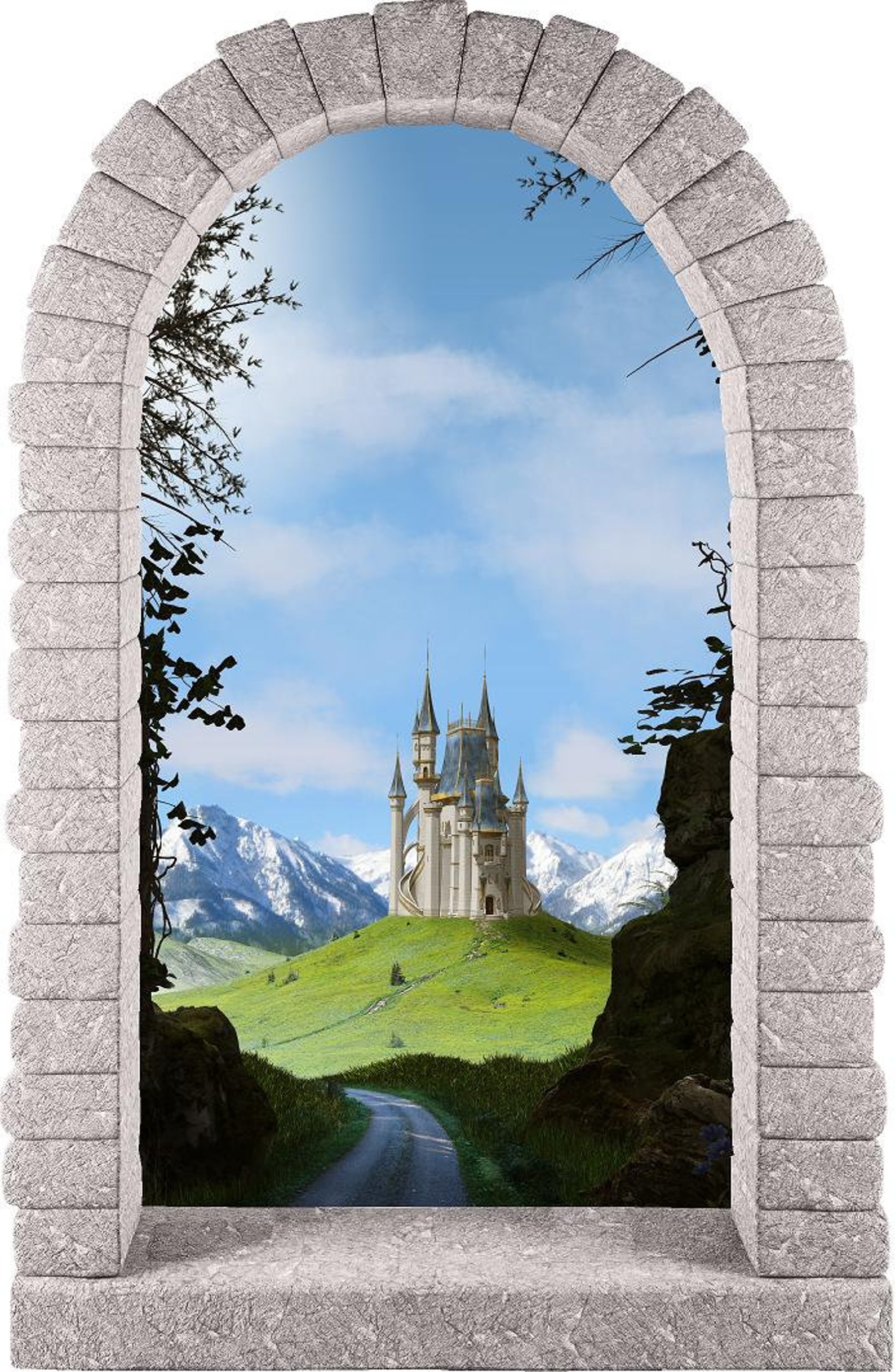 Rounded Stone Castle Window Wall Decal Castle View From Forest - Etsy