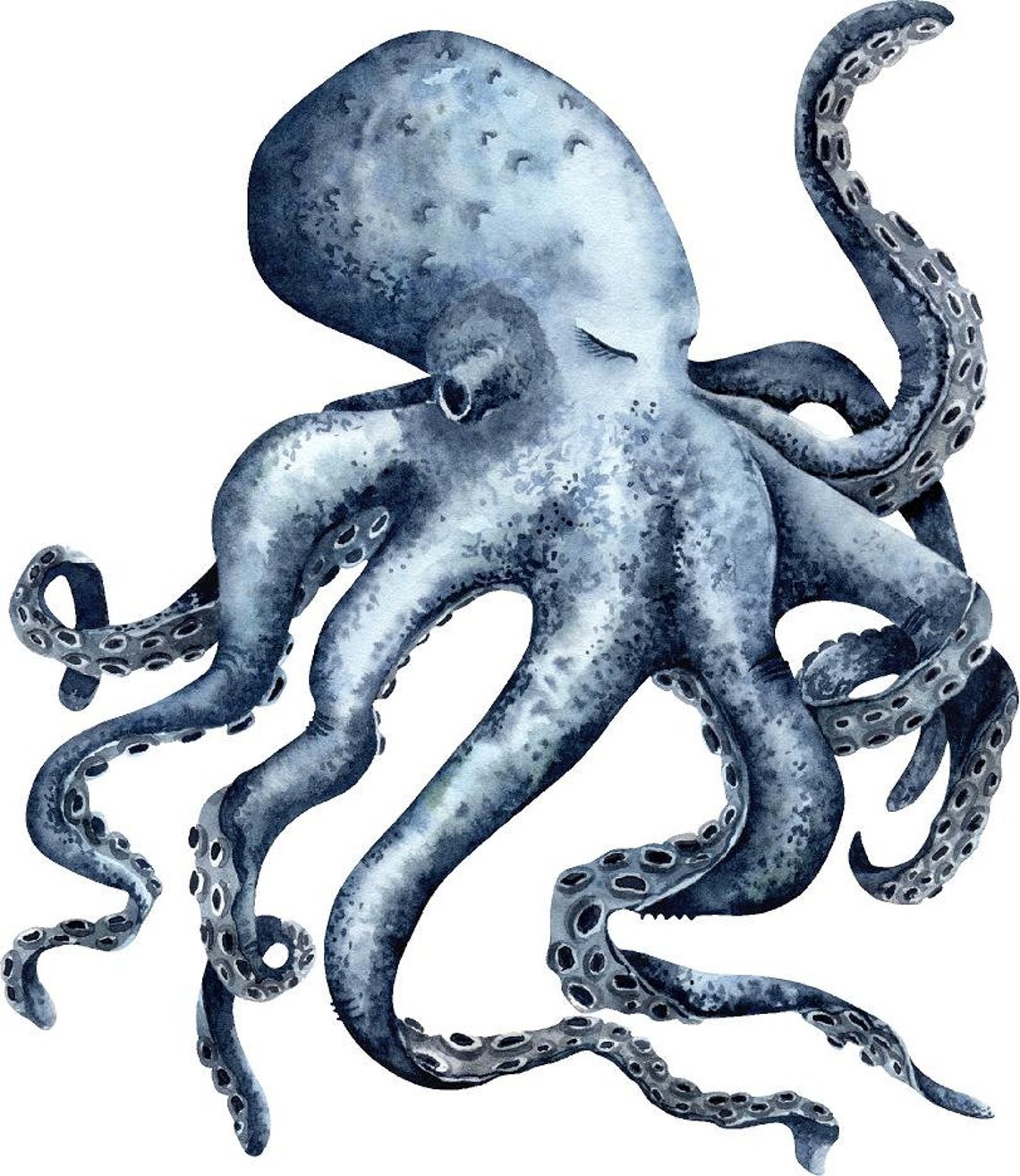 Sleepy Indigo Octopus Wall Decal Ocean Sea Life Removable Fabric Wall ...