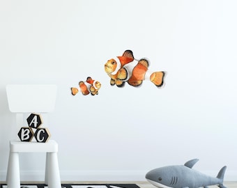 Watercolor Tropical Fish Wall Decal Set 3 Removable Fabric | Etsy