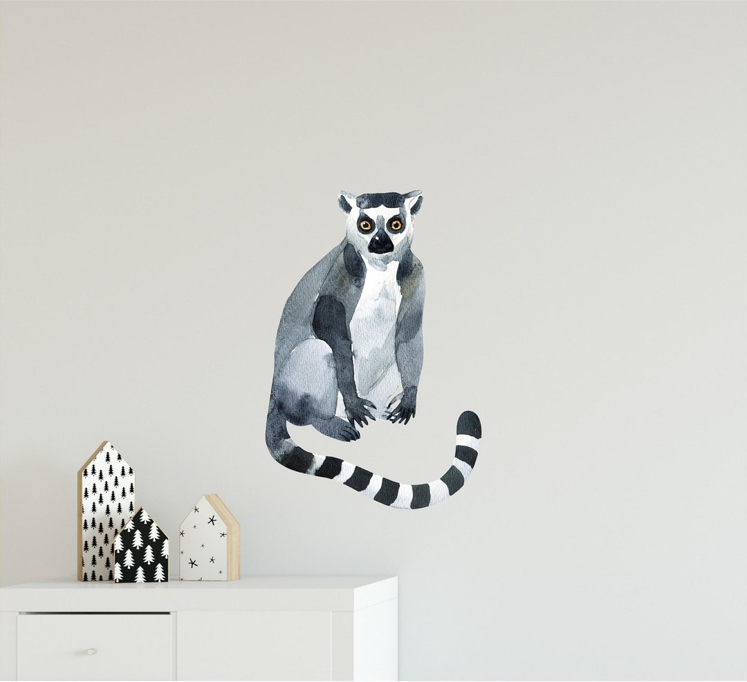 Ring-tailed Lemur Wall Decal Madagascar Animal Wall Sticker Removable ...