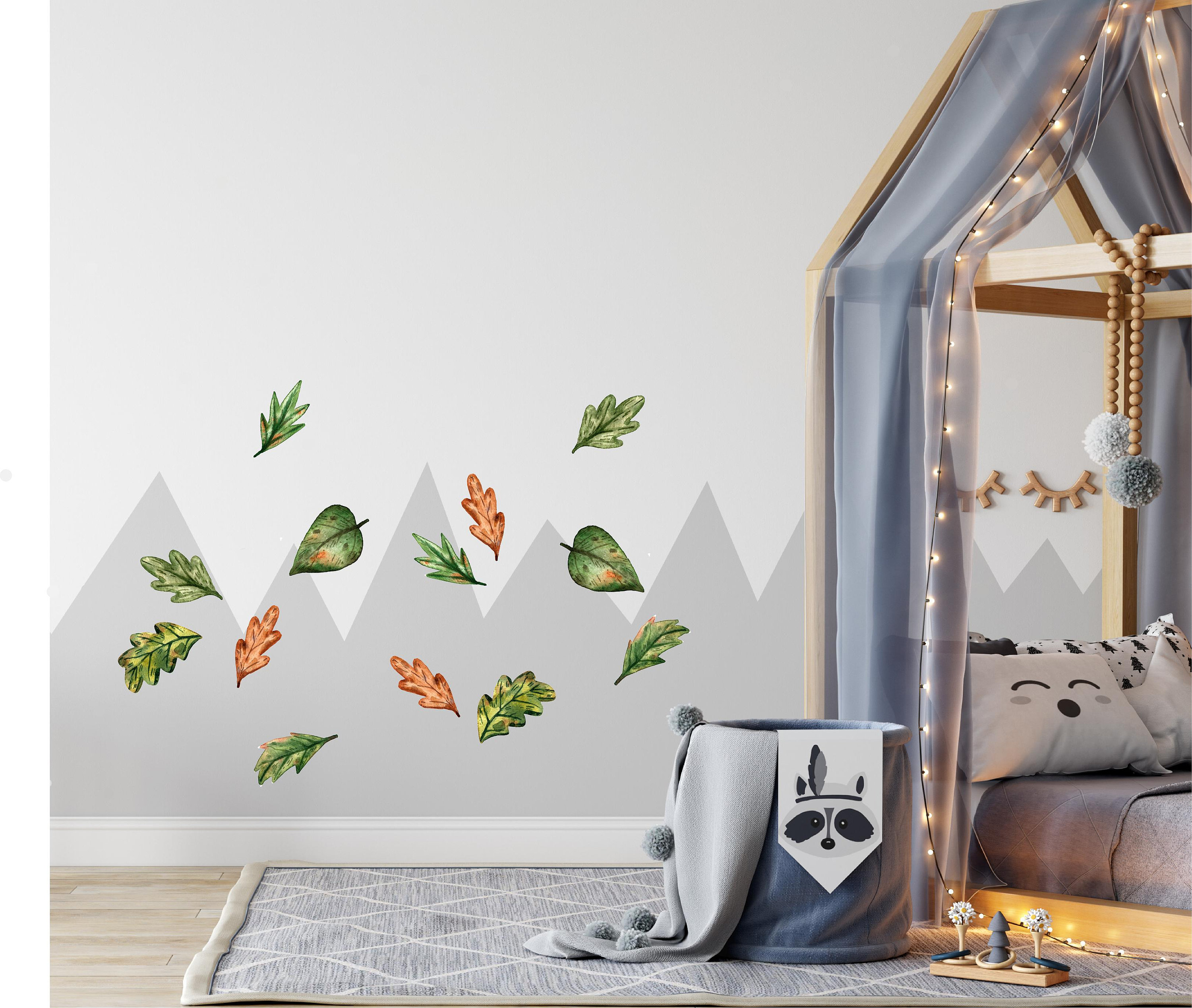 Autumn Leaves Wall Decal Set 1 Watercolor Leaves Woodland - Etsy