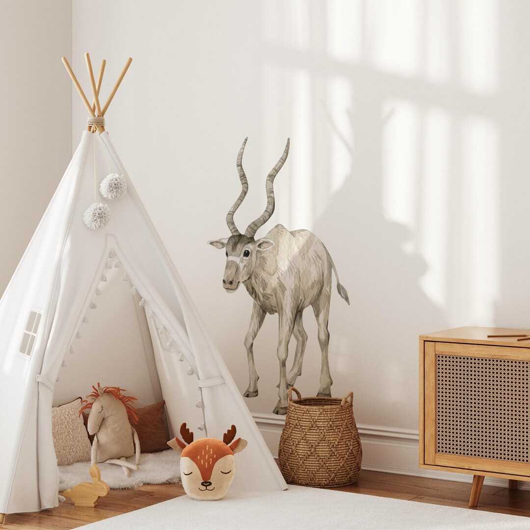 Addax Antelope Wall Decal | Peel and Stick Fabric Wall Sticker | Safari ...