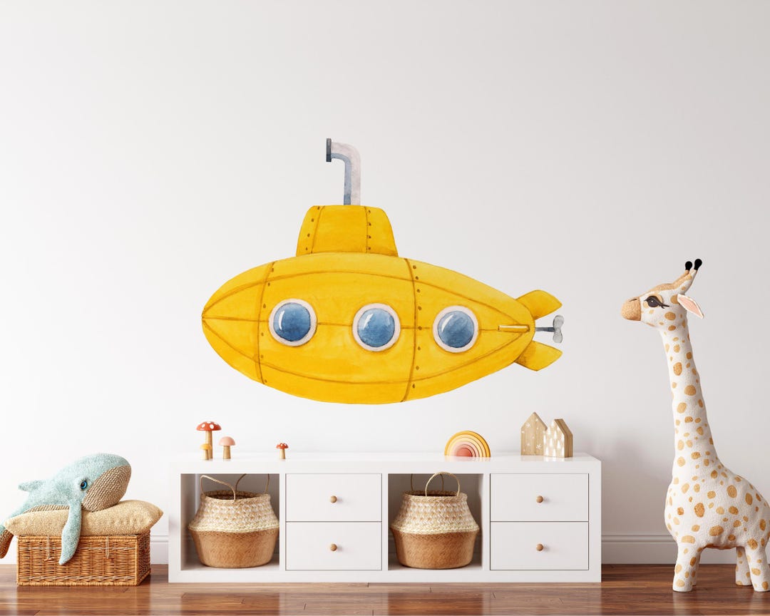 Yellow Submarine Wall Decal Ocean Adventure Wall Sticker Deep Sea Boat ...