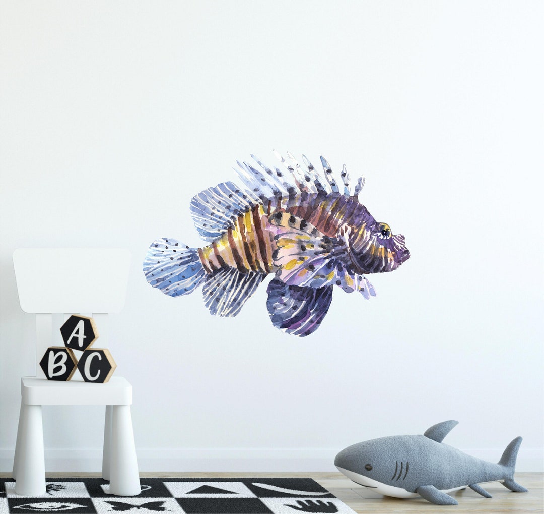 Ocean Lionfish Tropical Fish Wall Decal #3 Sea Fishes Removable Fabric ...