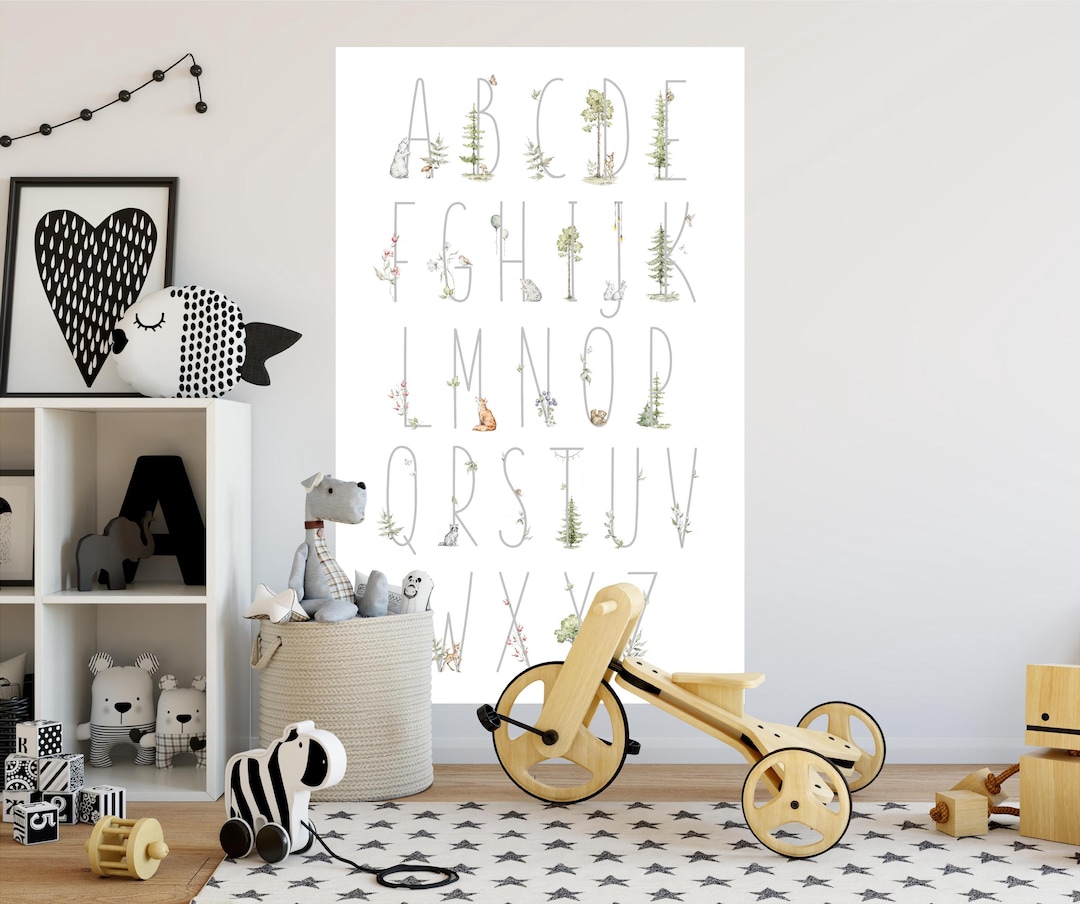 Woodland Forest Animals Alphabet Mural Wall Decal Removable ...