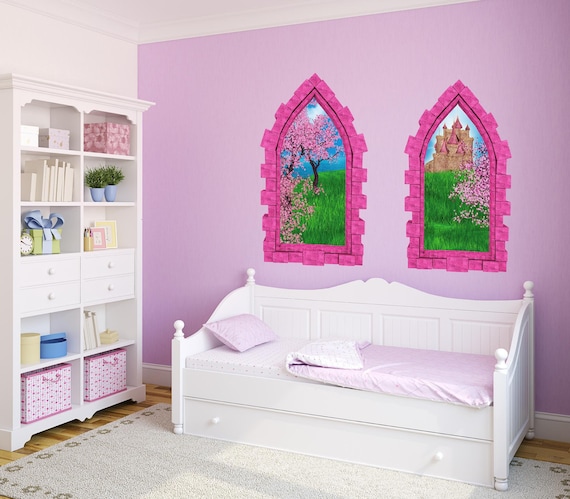 Fairy Tale Castle Cherry Blossom Trees Castle Window 3D Wall | Etsy