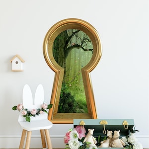 3D Keyhole Fabric Wall Decal - Enchanted Forest Butterfly Tree ...