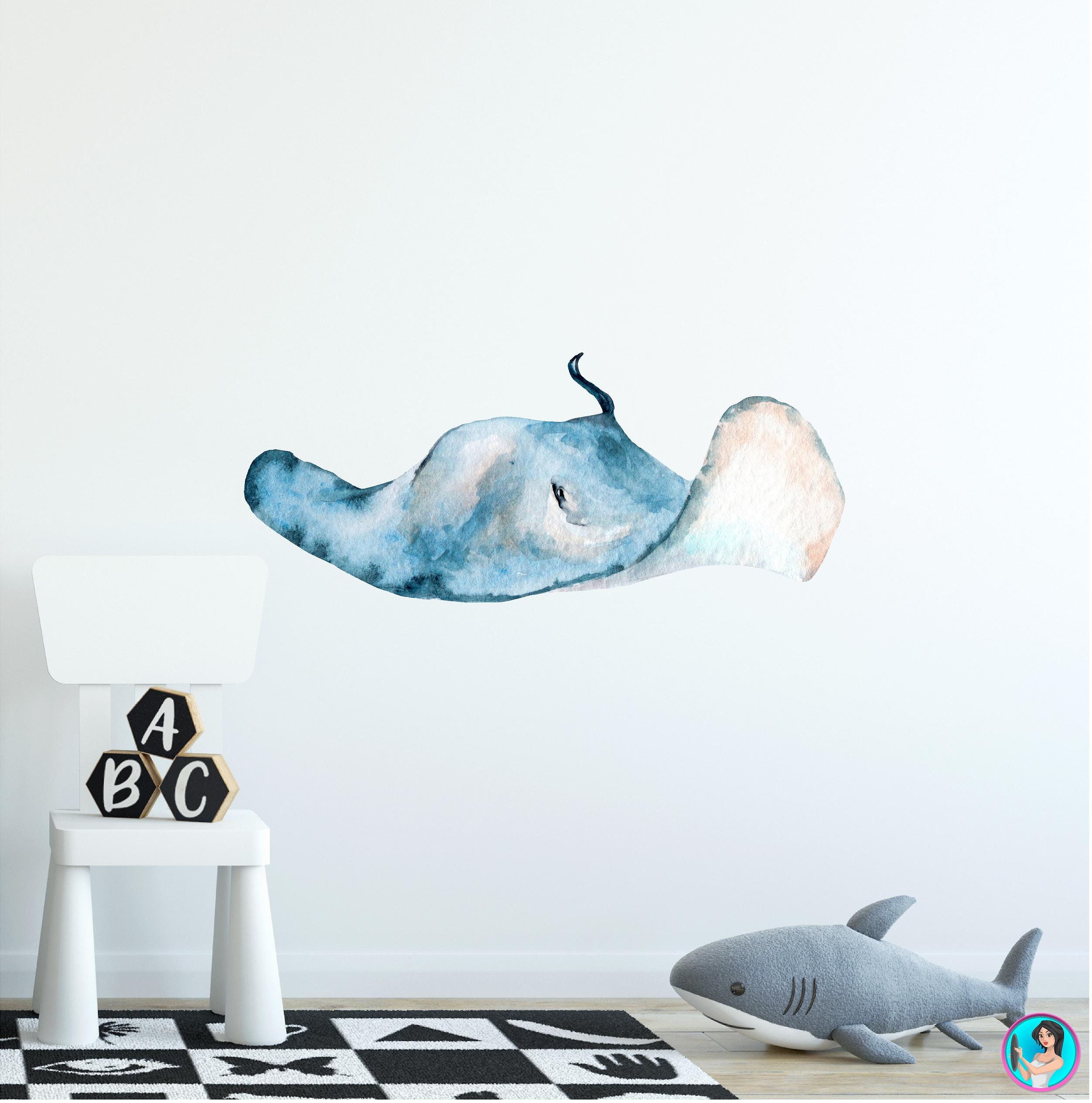 Stingray Wall Decal Wall Decal Ocean Sea Life Removable Fabric - Etsy