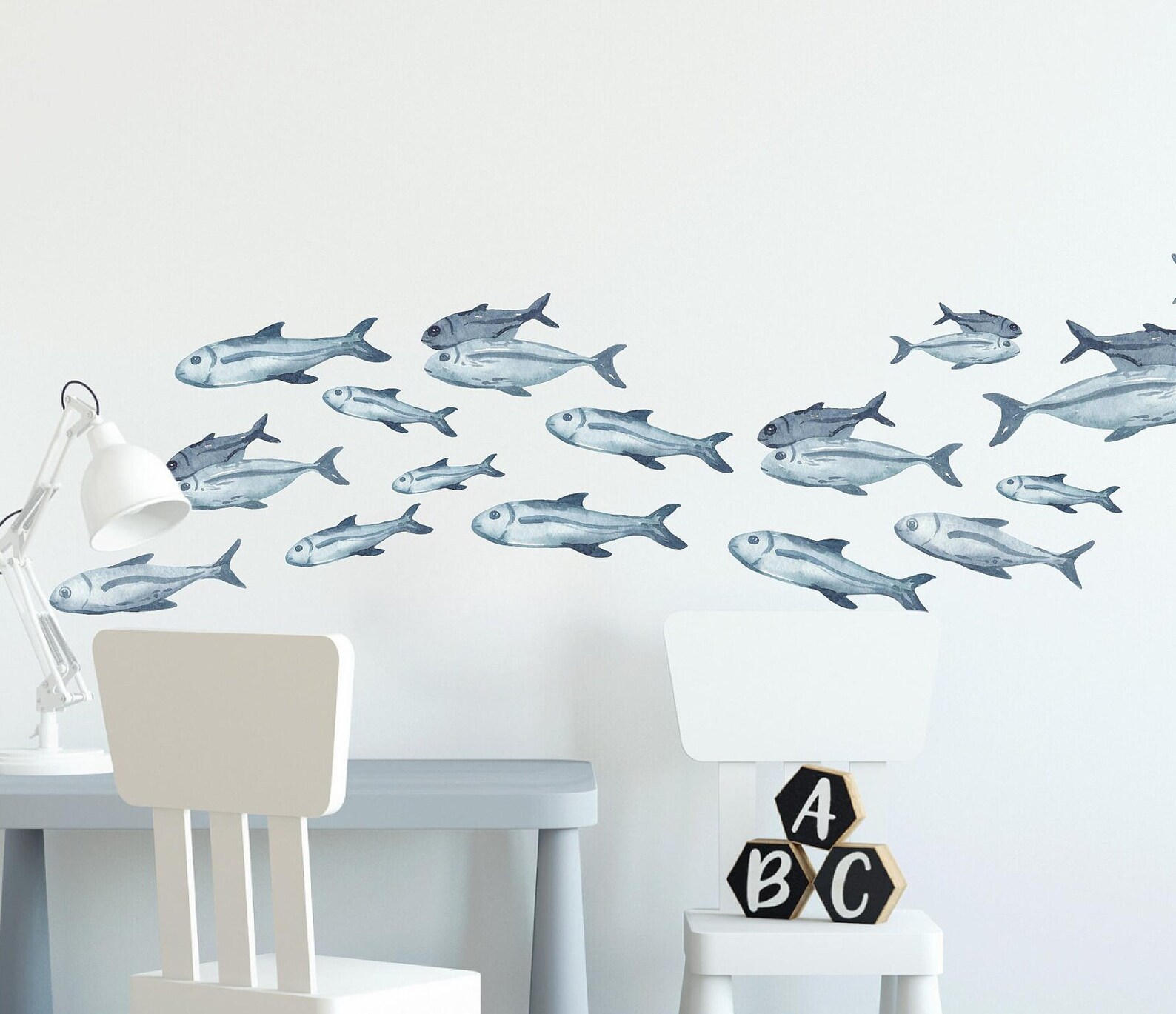 Marine Fish Wall Decal Set • School of Fish • Ocean Fish Wall Sticker ...