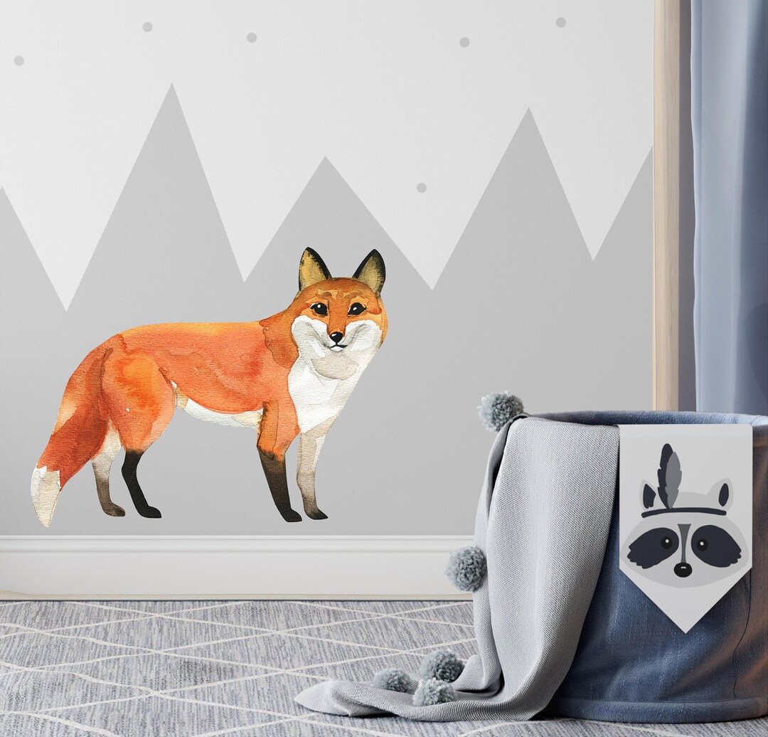 Fox #1 Wall Decal Woodland Forest Animals Red Fox Watercolor Wall ...