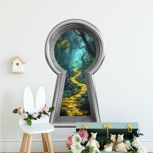 OZ 3d Keyhole Fabric Wall Decal - OZ Emerald City Castle at Night - 3D ...