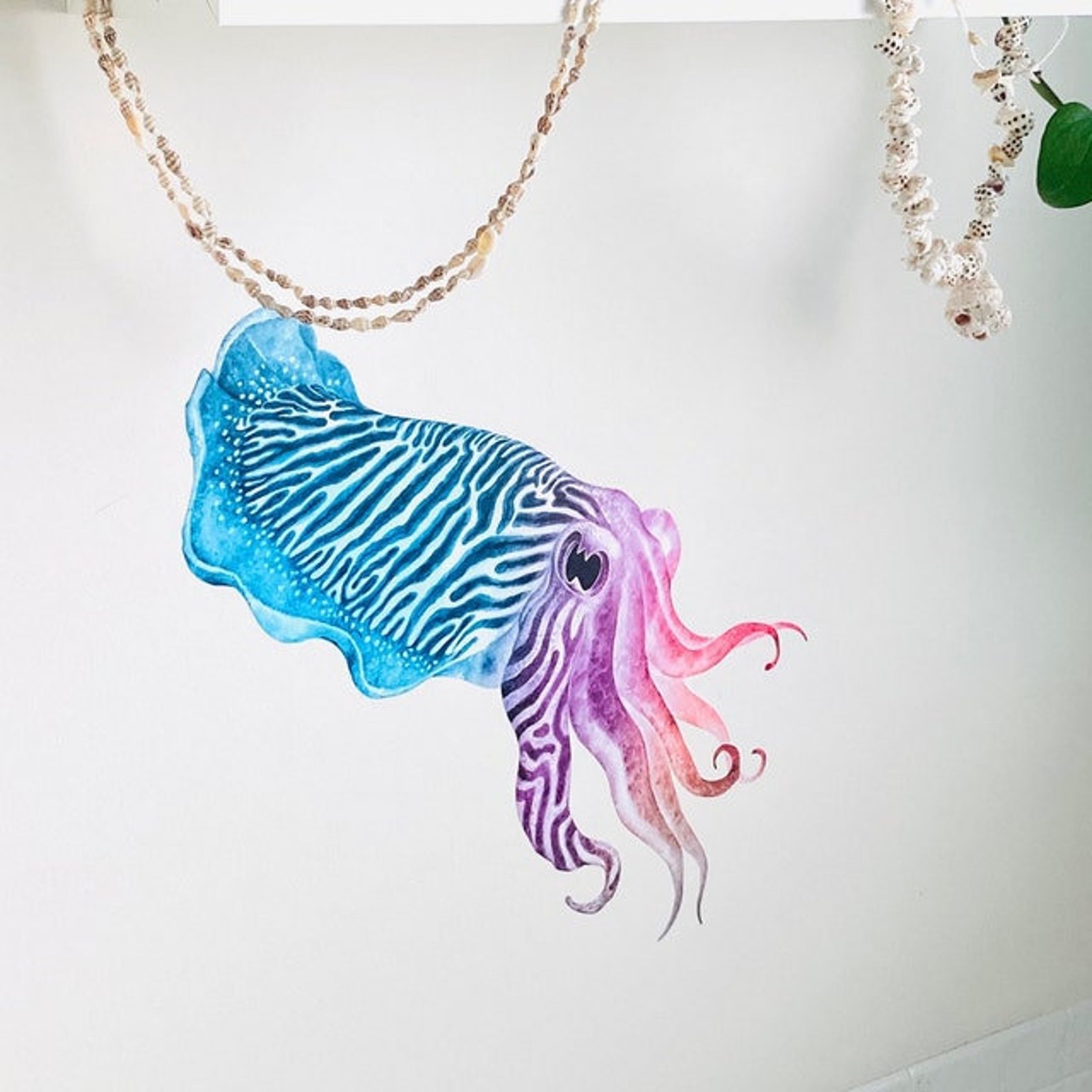 Rainbow Cuttlefish Wall Decal Ocean Sea Life Removable Fabric - Etsy