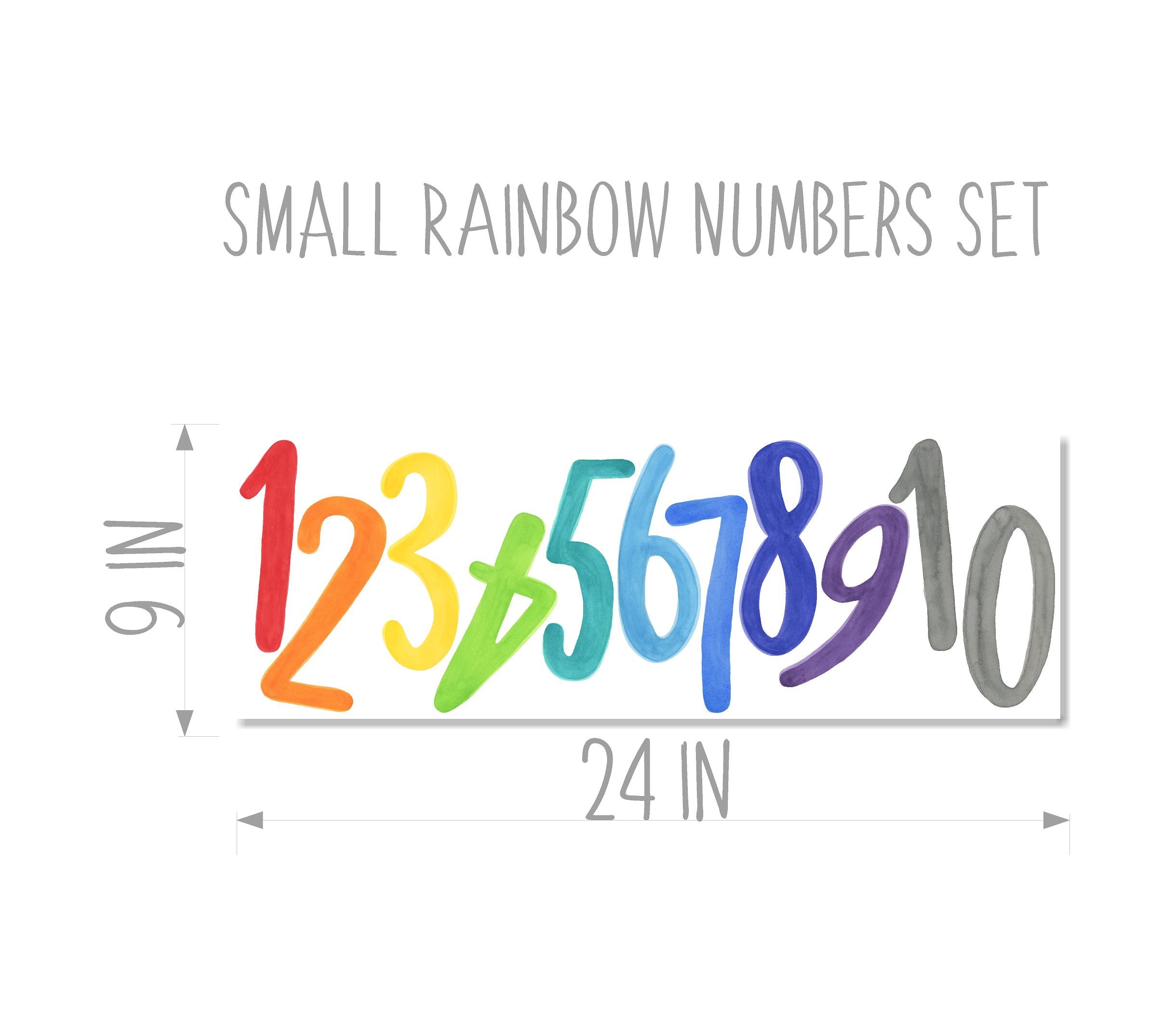 SMALL Watercolor Rainbow Numbers Wall Decal Set Numbers 1-10 - Etsy
