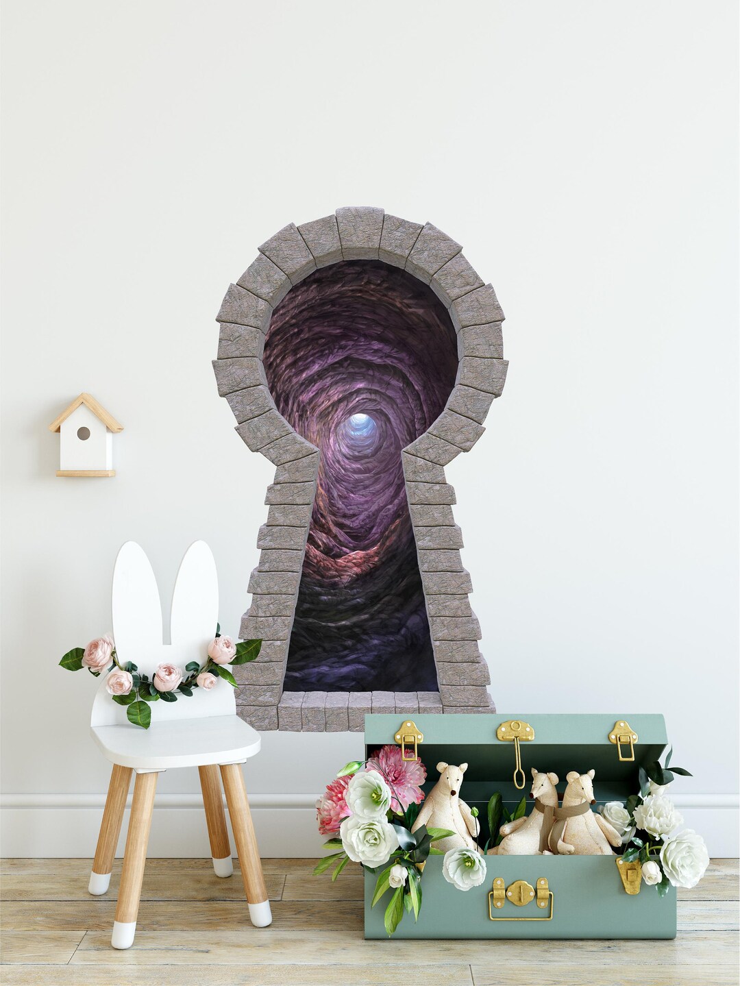 3d Stone Keyhole Fabric Wall Decal - Down the Rabbit Hole - 3D Brick ...