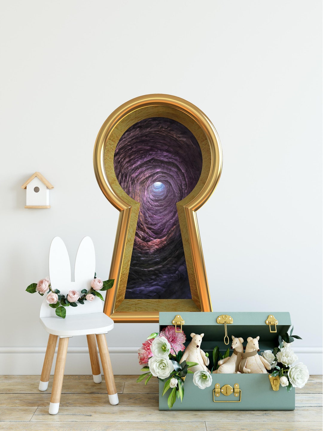 3d Keyhole Fabric Wall Decal - Down the Rabbit Hole - 3D Keyhole Wall ...