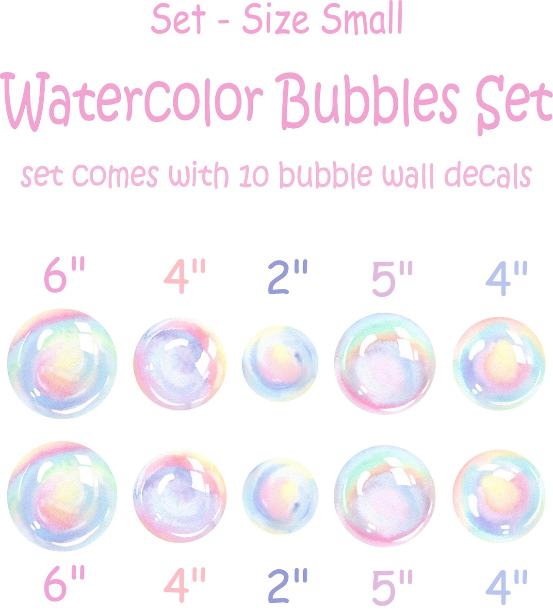 Watercolor Rainbow Bubbles Wall Decal Set Bubbles Wall | Etsy
